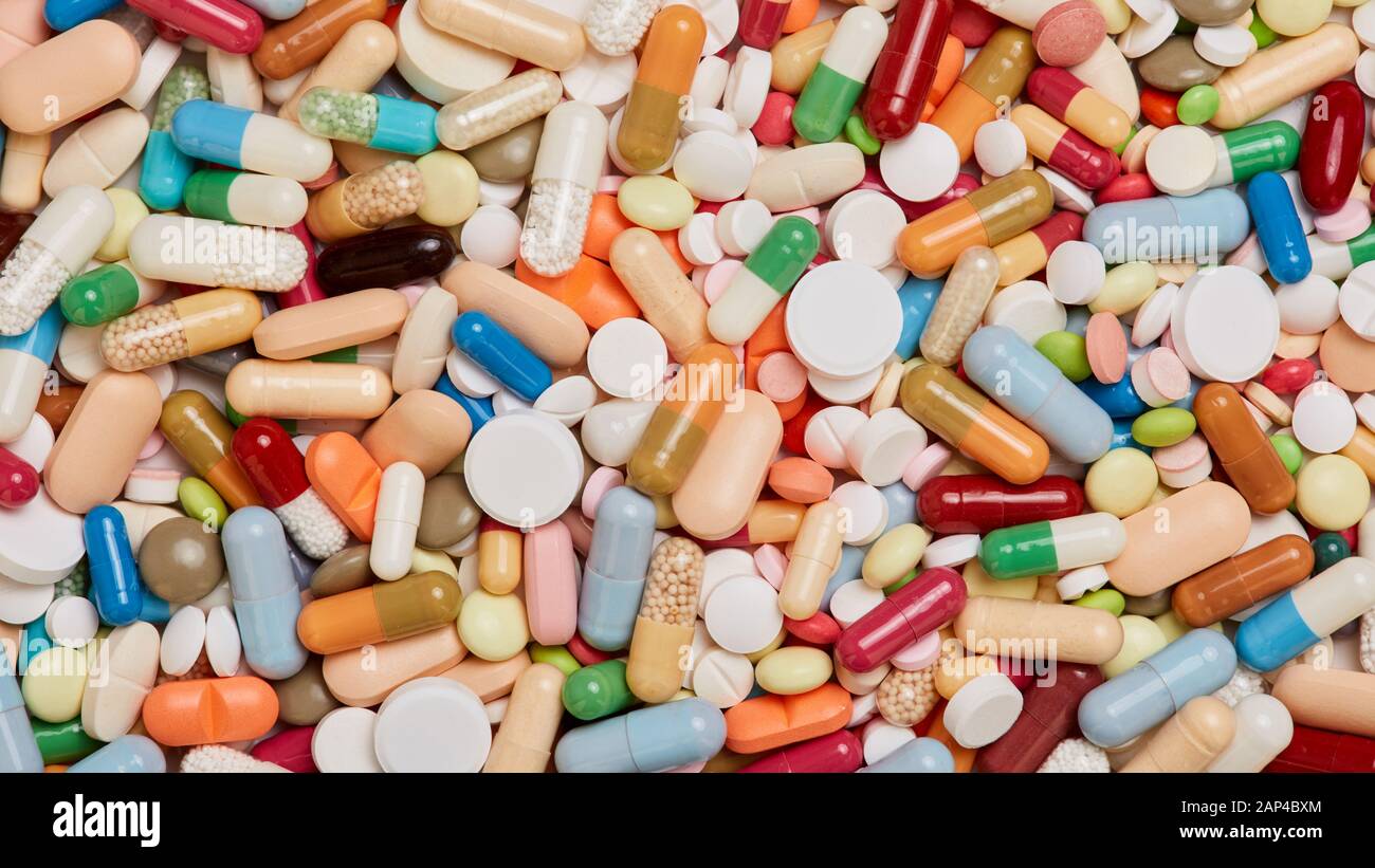 Many different colorful medicines drugs as medicine background texture ...