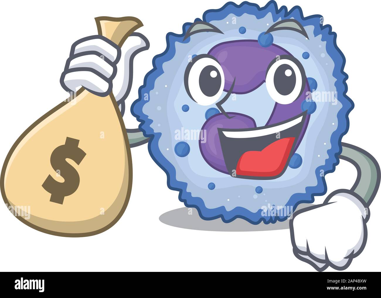 Happy rich basophil cell cartoon character with money bag Stock Vector ...