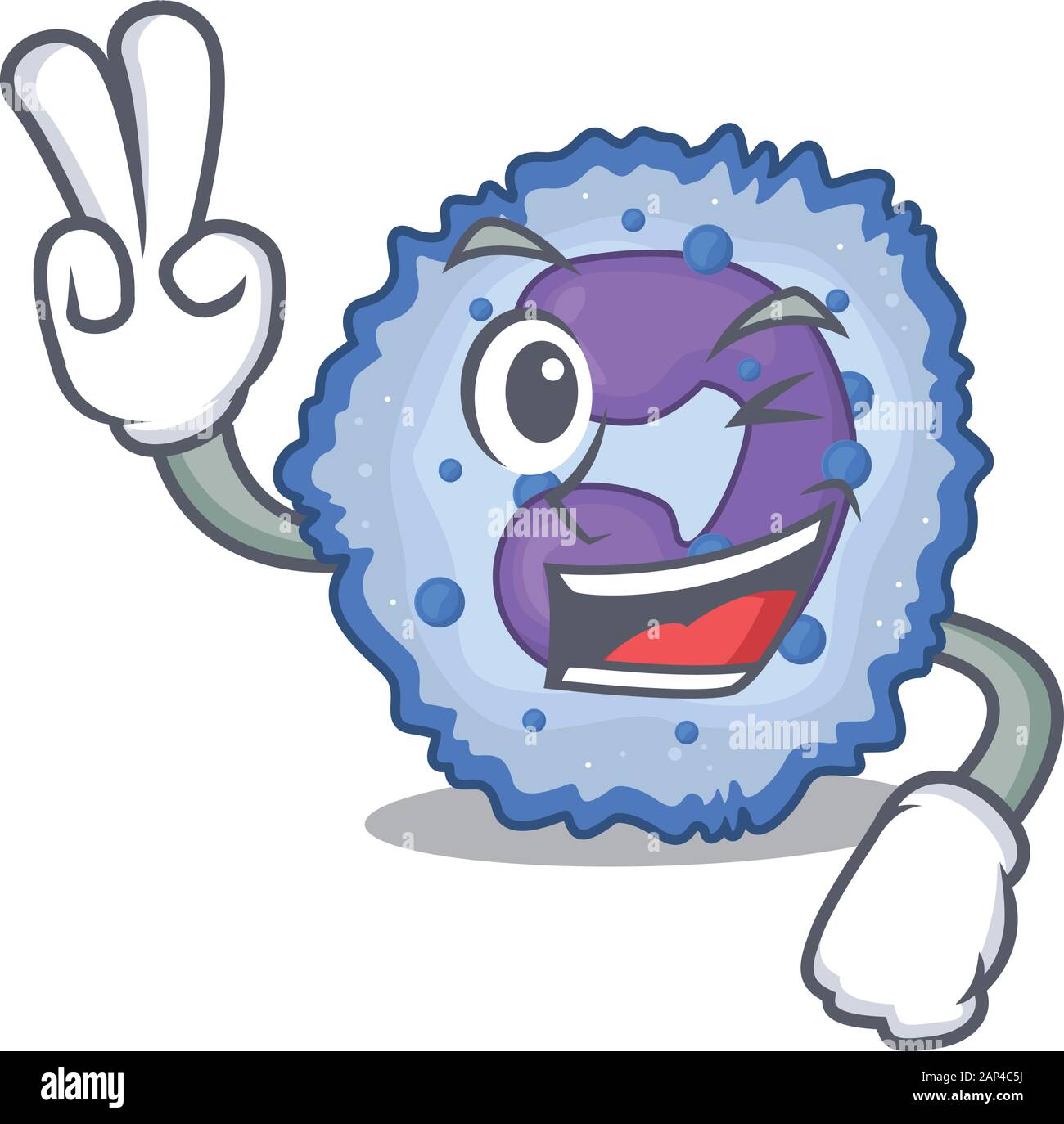 Smiley mascot of basophil cell cartoon Character with two fingers Stock ...