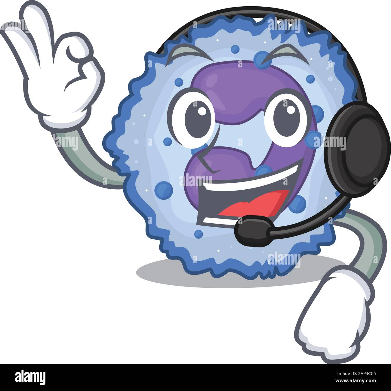 Smiley basophil cell cartoon character design wearing headphone Stock ...