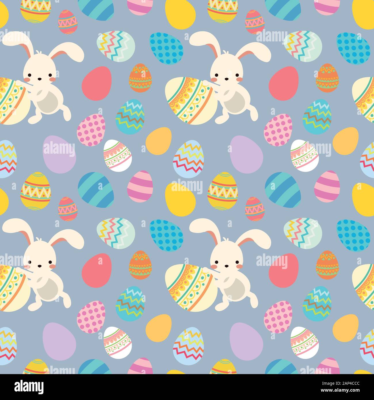 Vector cute easter bunny and eggs seamless pattern Stock Vector Image & Art - Alamy