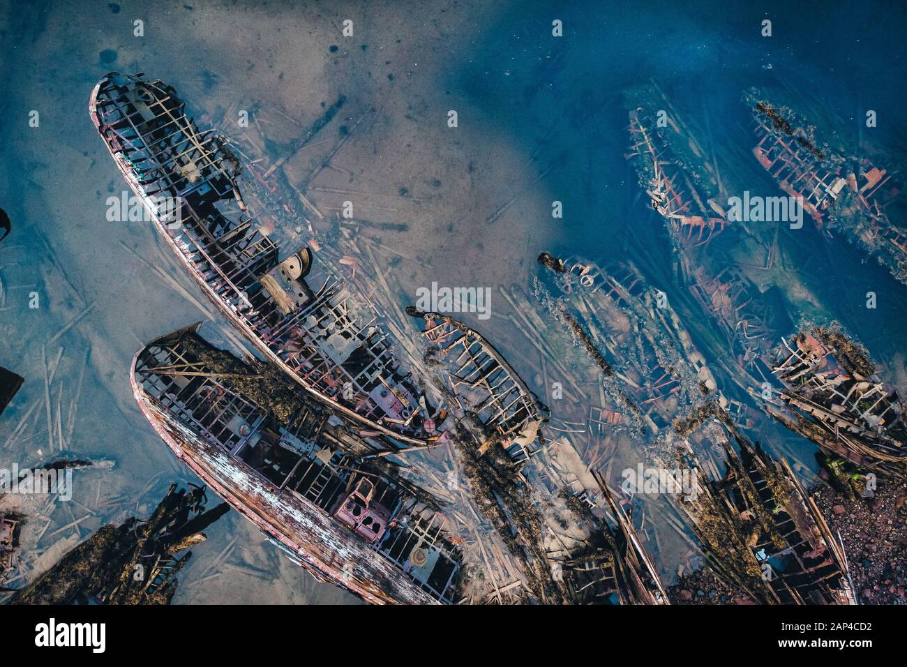 Cemetery of old ships in Teriberka Murmansk Russia, dramatic photo ...