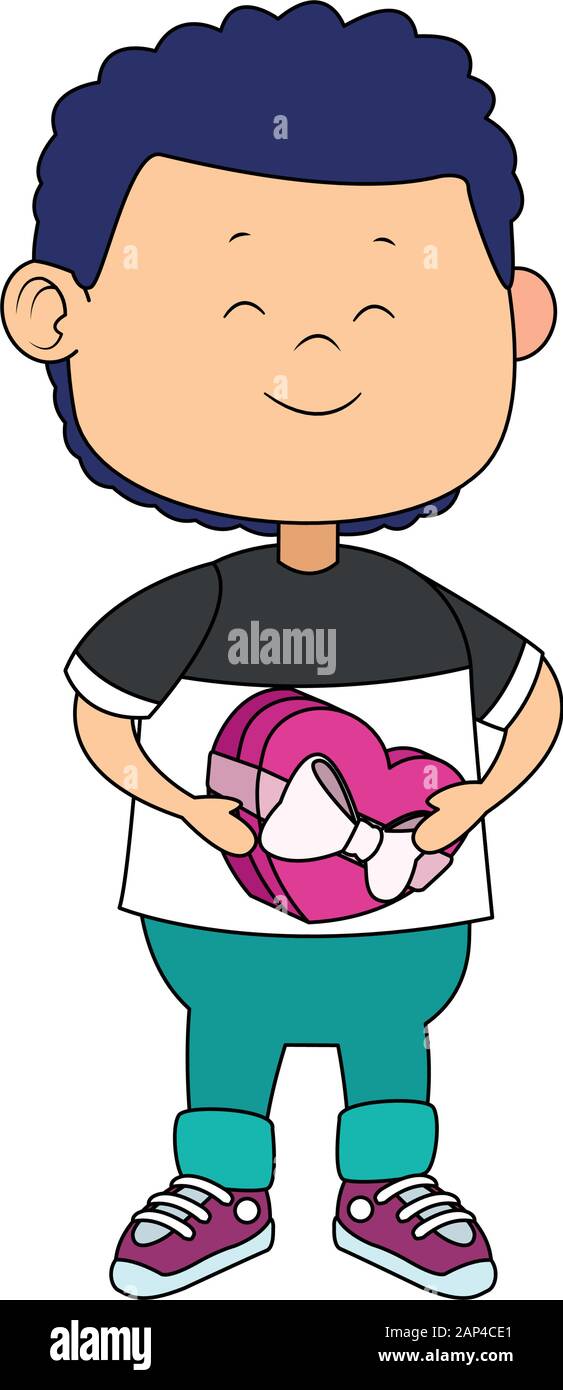cartoon boy with hearts box icon Stock Vector Image & Art - Alamy