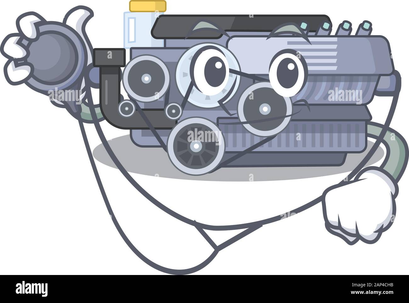 Smart and cool combustion engine cartoon character in a Doctor with ...