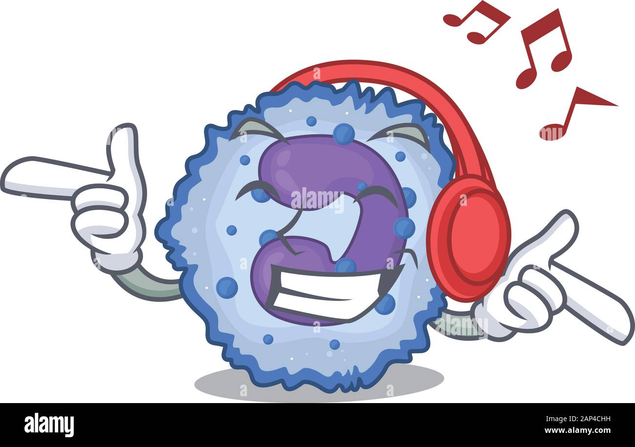 Listening music basophil cell mascot cartoon character design Stock ...