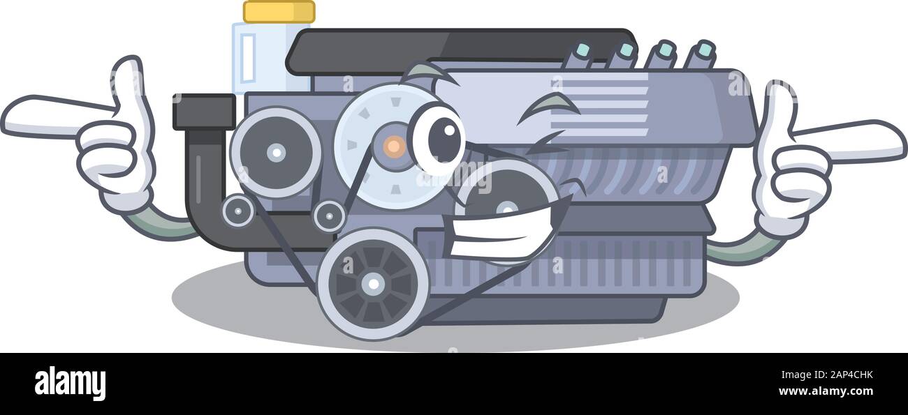 mascot cartoon design of combustion engine with Wink eye Stock Vector ...