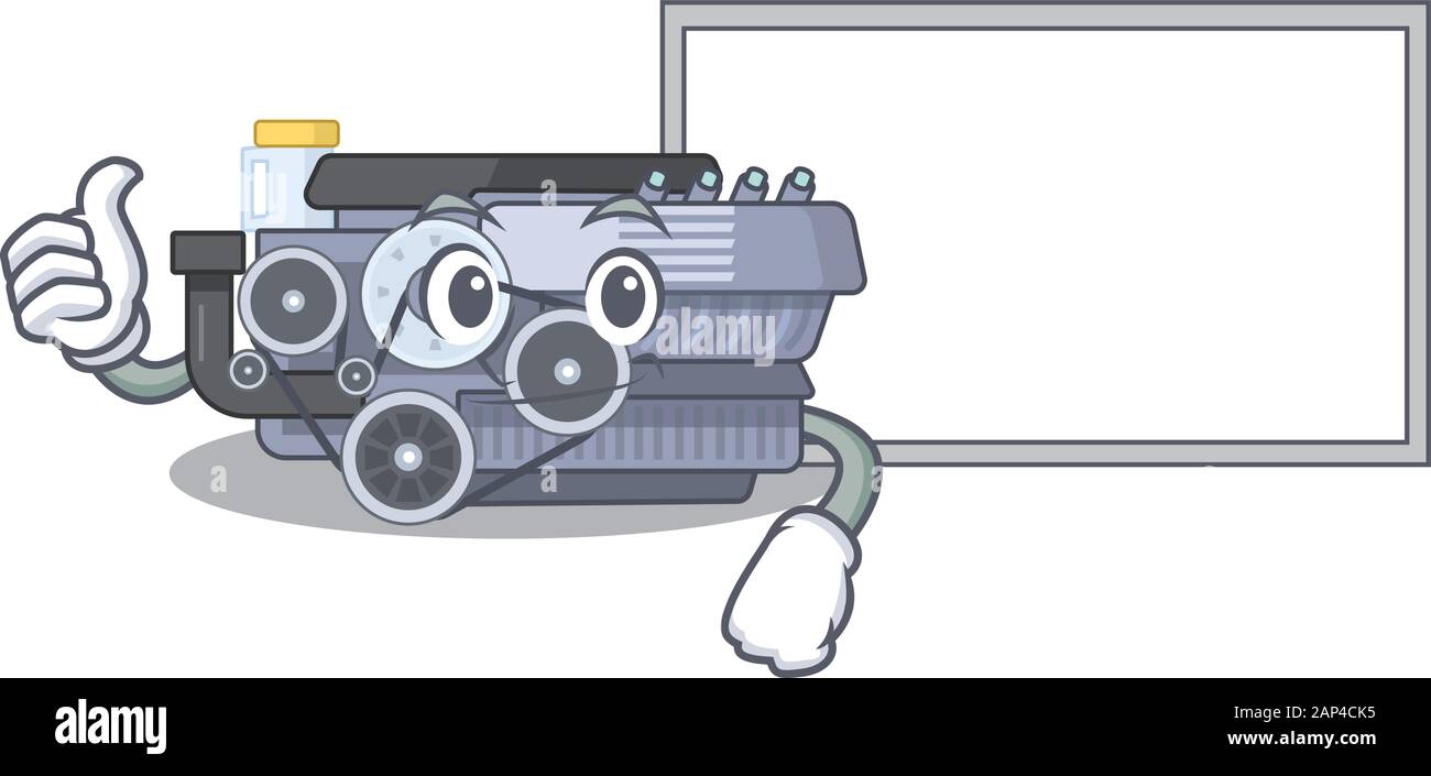Thumbs up of combustion engine cartoon design with board Stock Vector ...