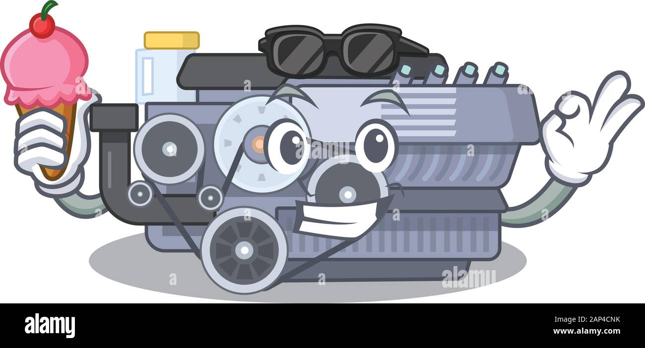 Combustion engine mascot cartoon design with ice cream Stock Vector ...