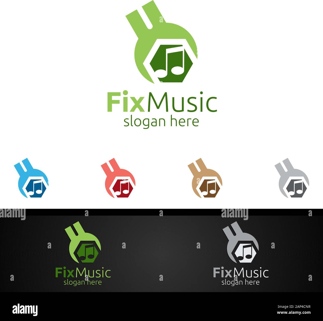 Fix Music Logo with Note and Fix Concept Stock Vector Image & Art - Alamy