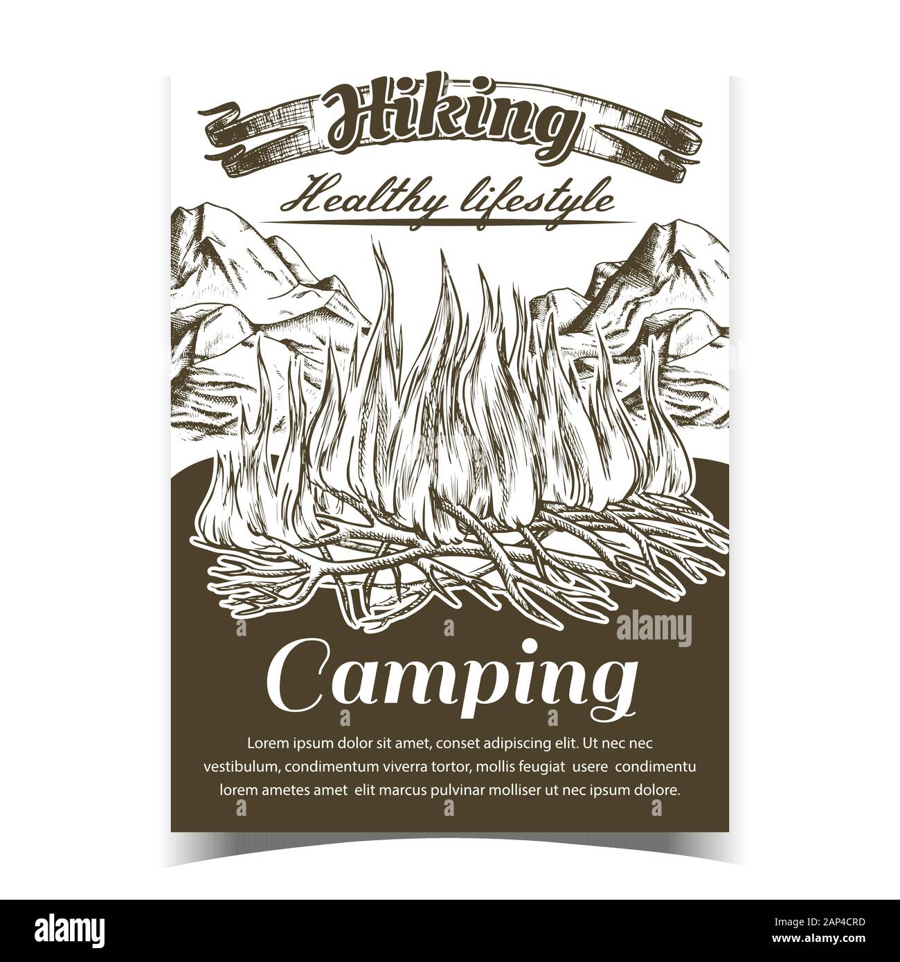 Hiking Camping Adventure Advertise Banner Vector Stock Vector Image ...
