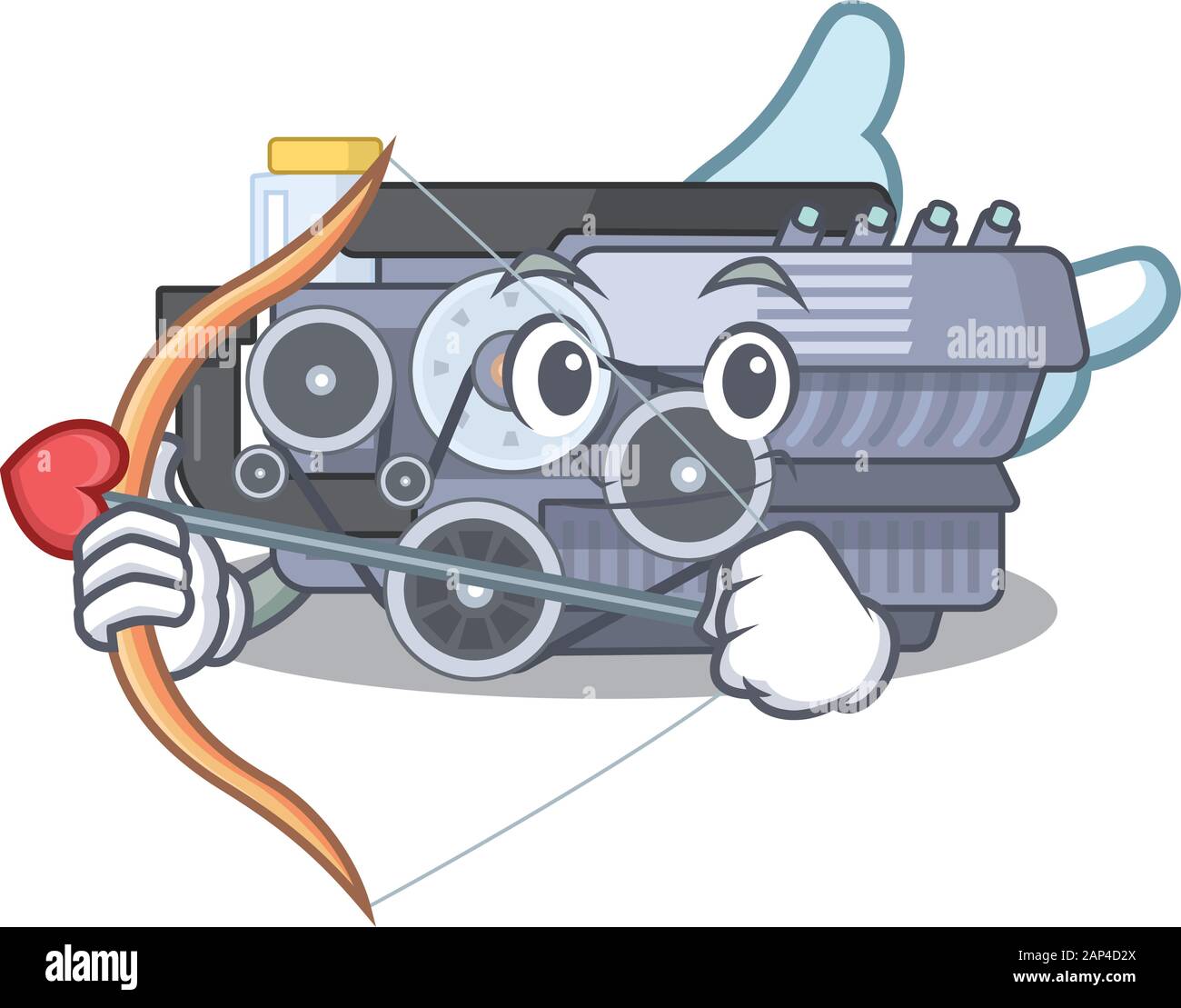 Romantic combustion engine Cupid cartoon character with arrow and wings ...