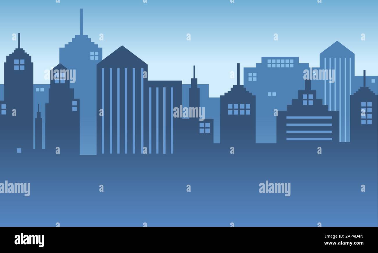 Blue with a gradient from the city silhouette Stock Vector Image & Art ...