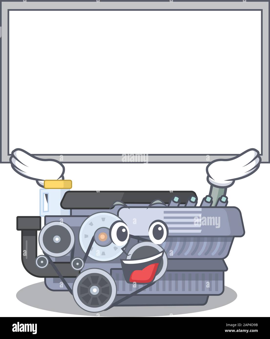 A mascot picture of combustion engine raised up board Stock Vector ...