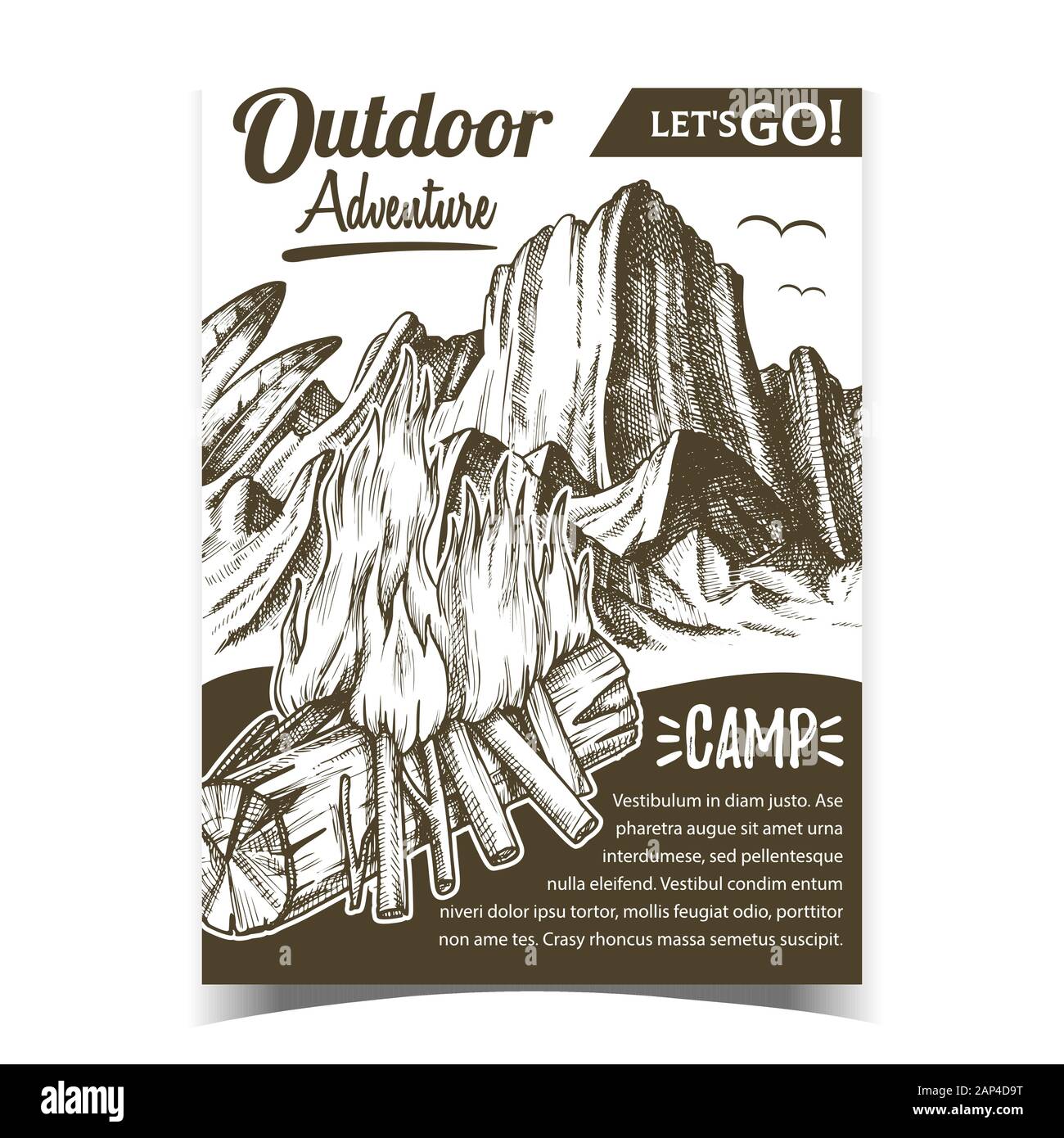 Outdoor Adventure Camp Advertising Banner Vector Stock Vector Image ...