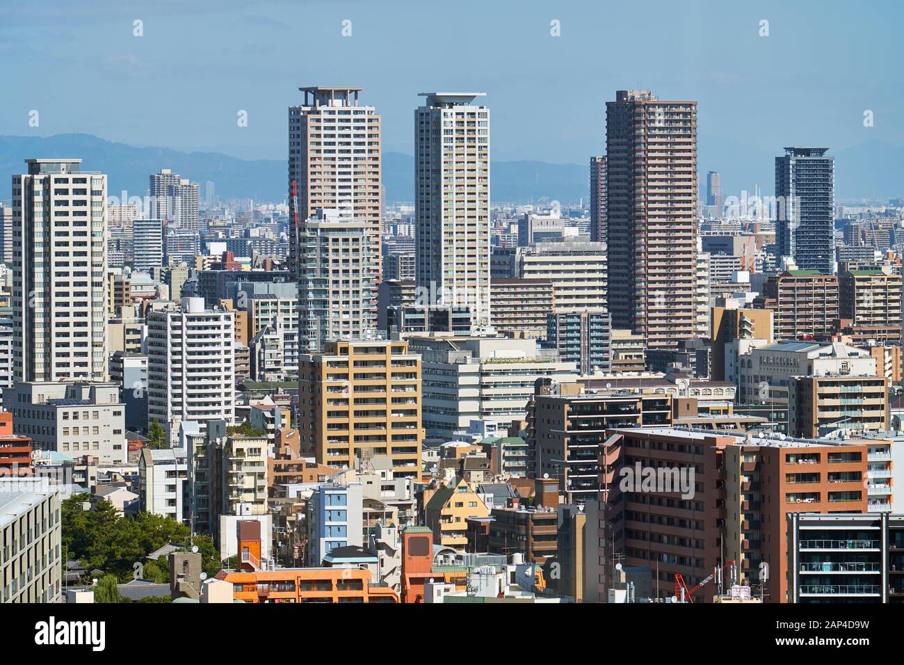 The bird eye view of skyscrapers in the Tennoji district of center of ...