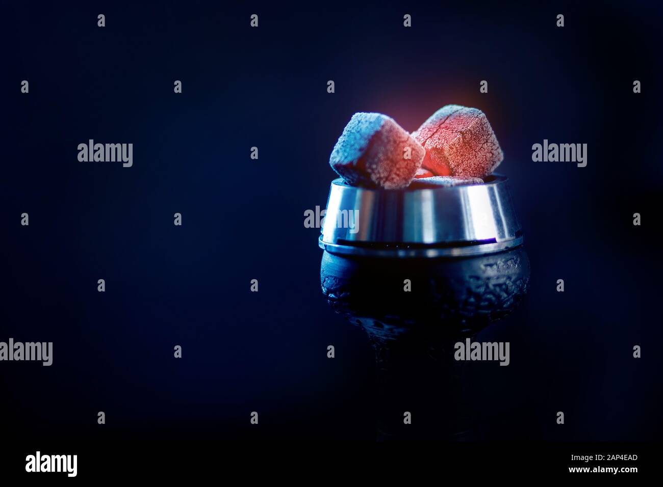 Banner Hookah or shisha bar, dark black smoke background Stock Photo ...