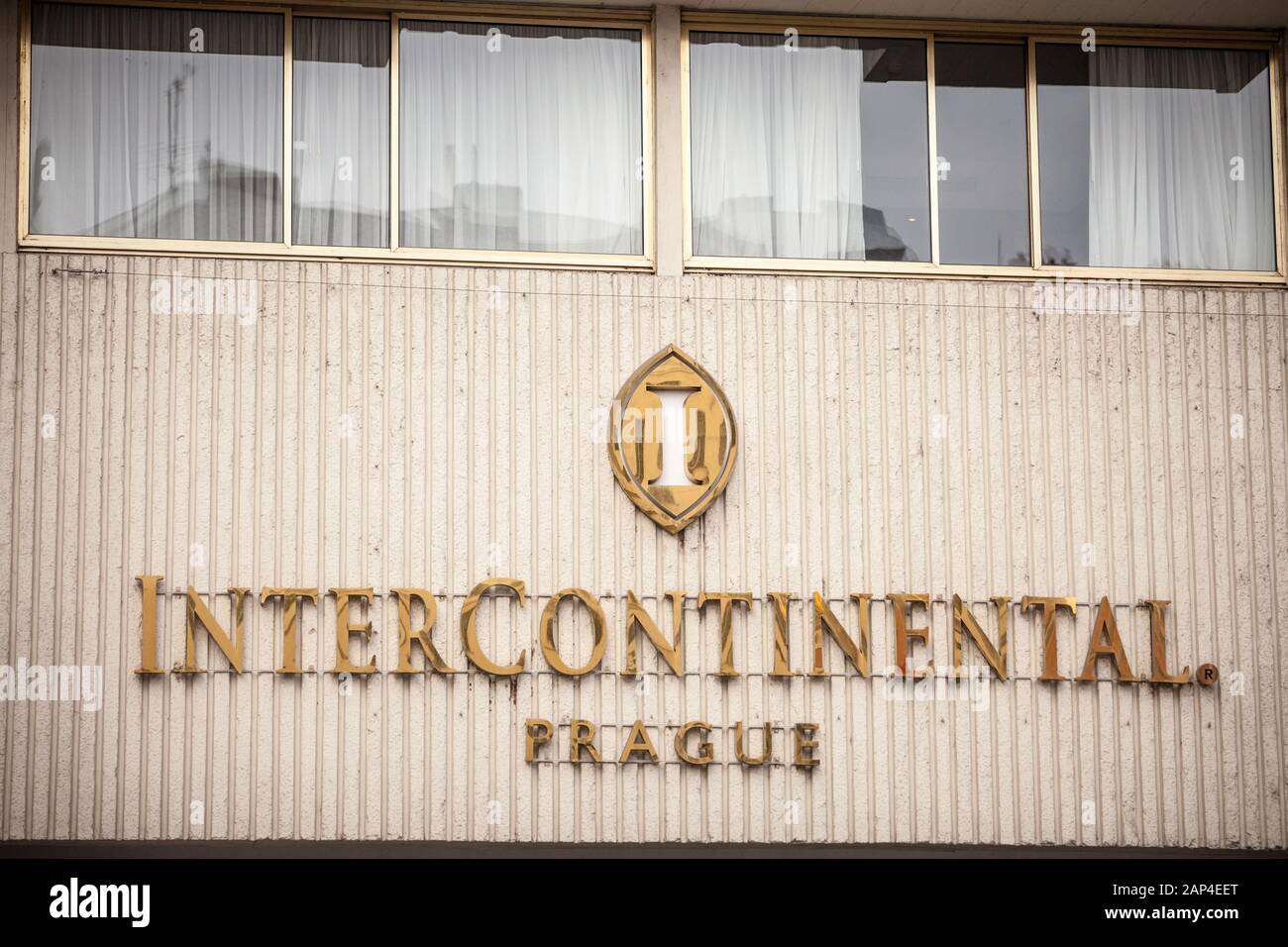 PRAGUE, CZECHIA - NOVEMBER 1, 2019: Intercontinental logo on their main ...
