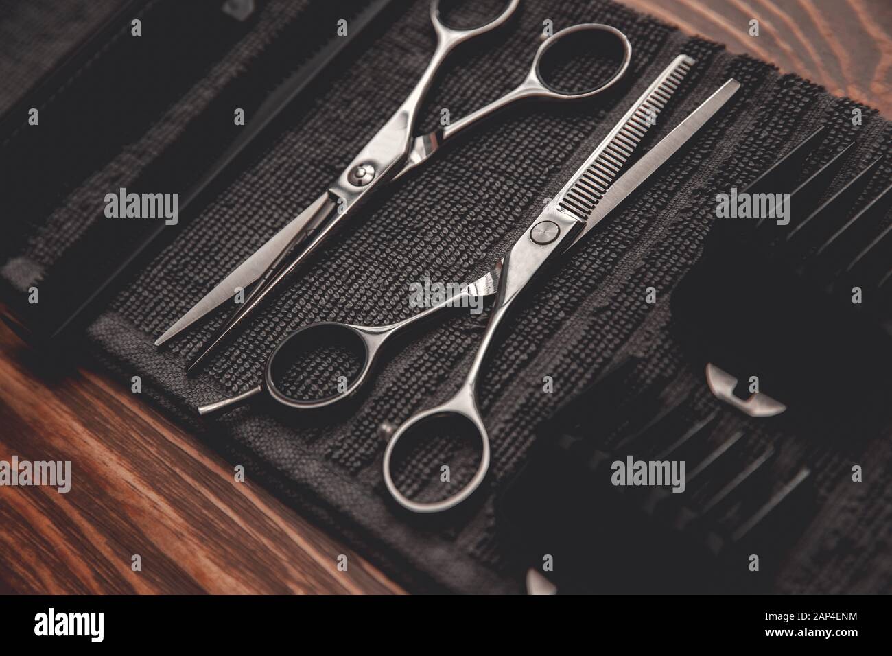 Barber shop background for men beauty salon, hairdresser tools scissors ...