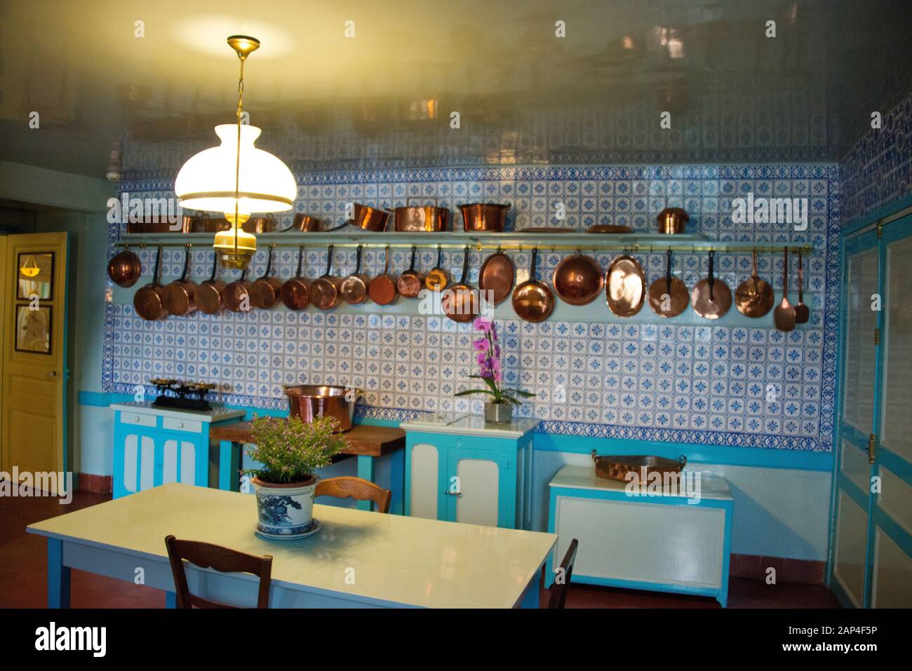 Claude Monet House Giverny Normandy France. Kitchen & Dining Area of ...