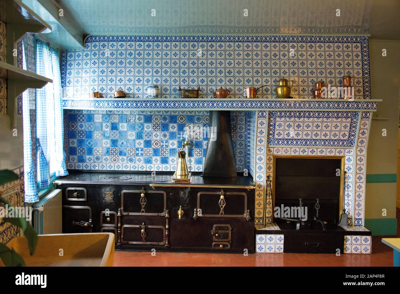 Claude Monet House Giverny France. Kitchen area of House 84 Rue Claude ...