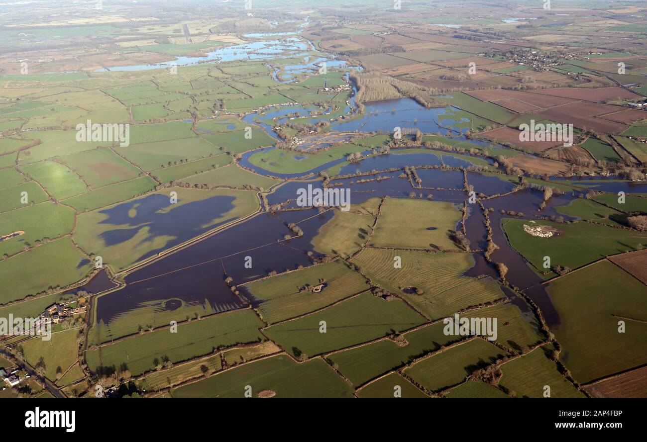 aerial view of flooding on the River Dee in Cheshire Stock Photo - Alamy