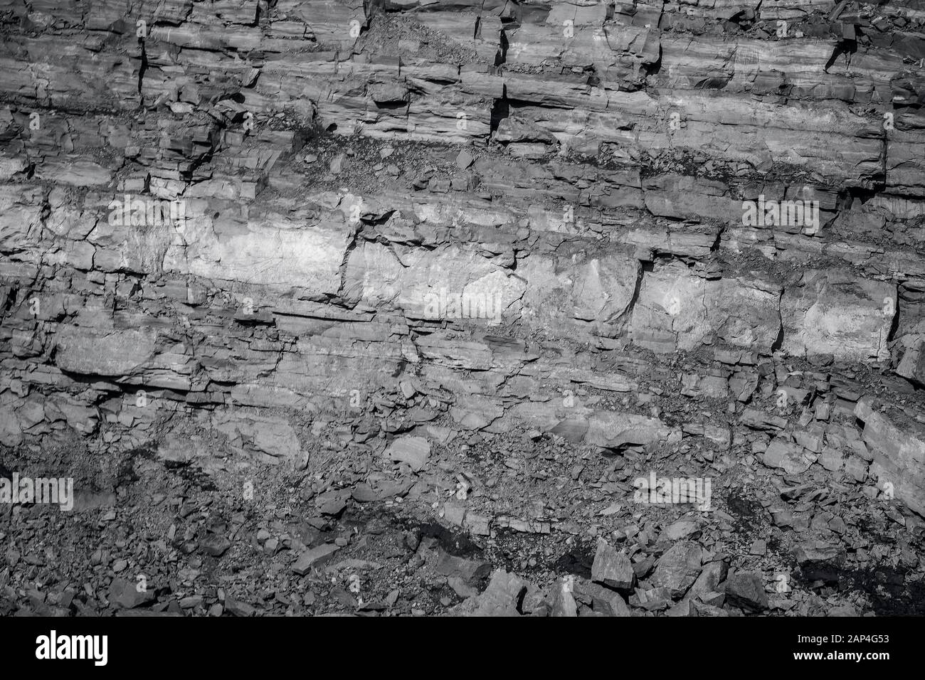 Geological section of soil, layers of coal and rock. Overburden open ...