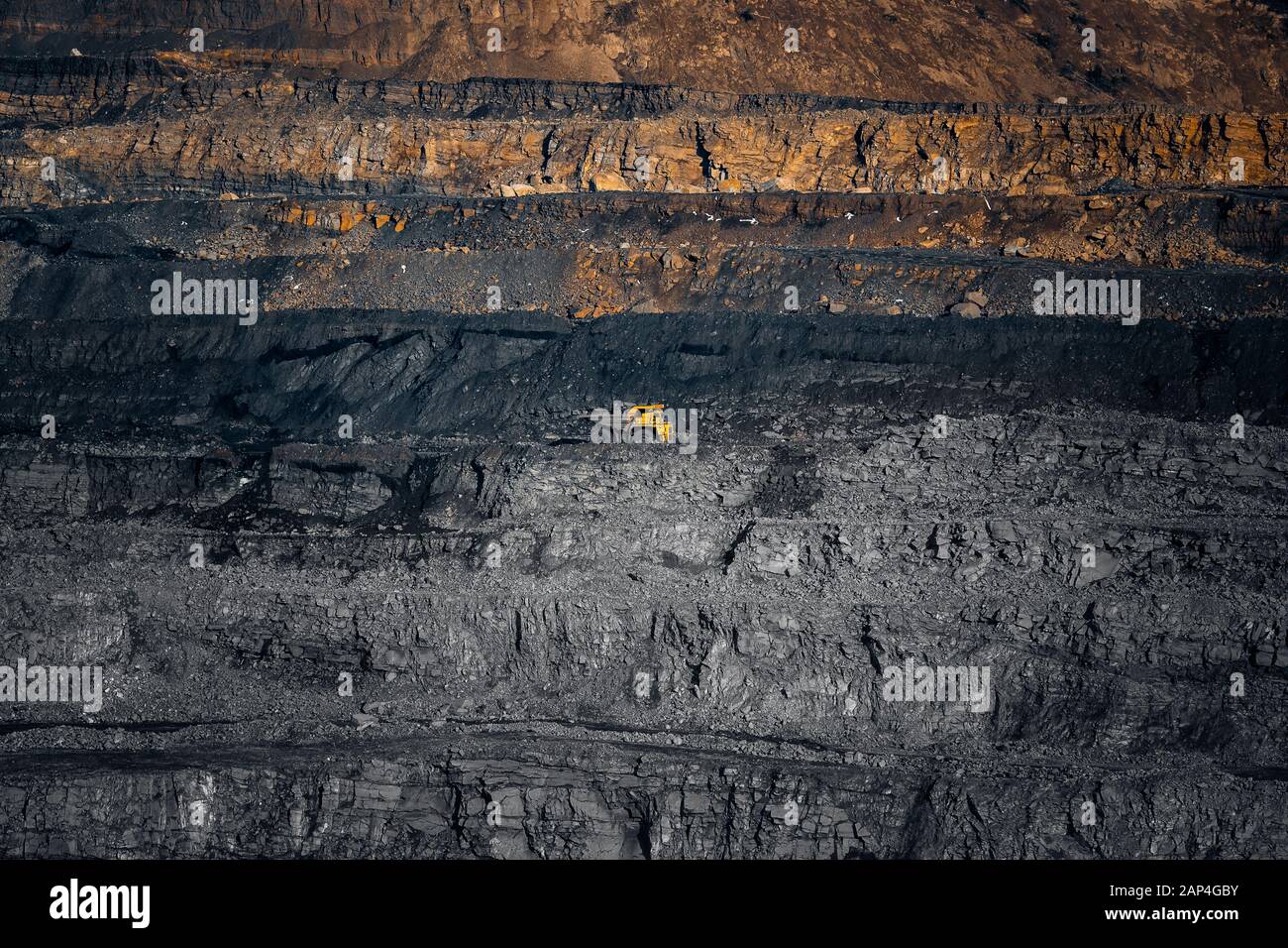 Open mine minerals mining of coal, gold, diamonds, copper. Scale of ...