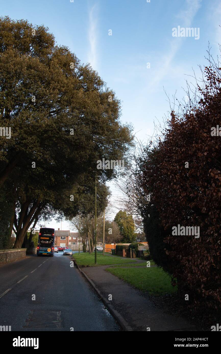 Side of the road view in East Preston, West Sussex, UK Stock Photo - Alamy