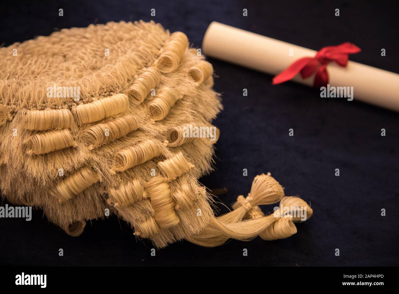 Wig as worn by some judges and barristers in England and Wales, also ...