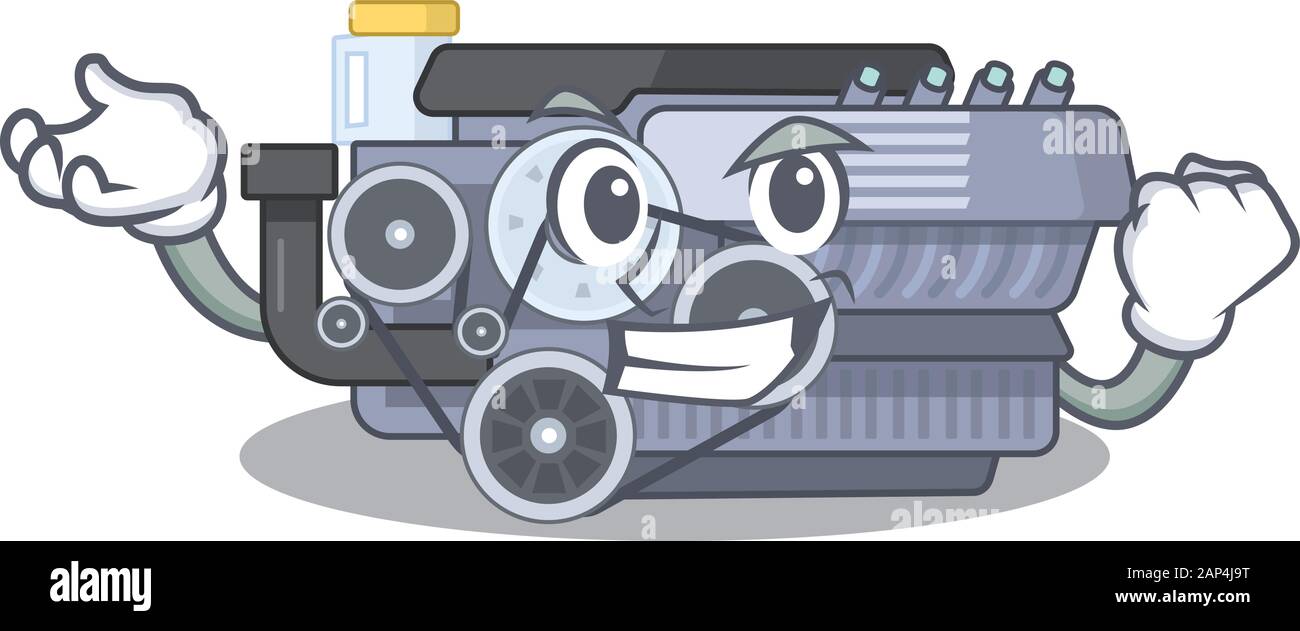 Happy confident Successful combustion engine cartoon character style ...