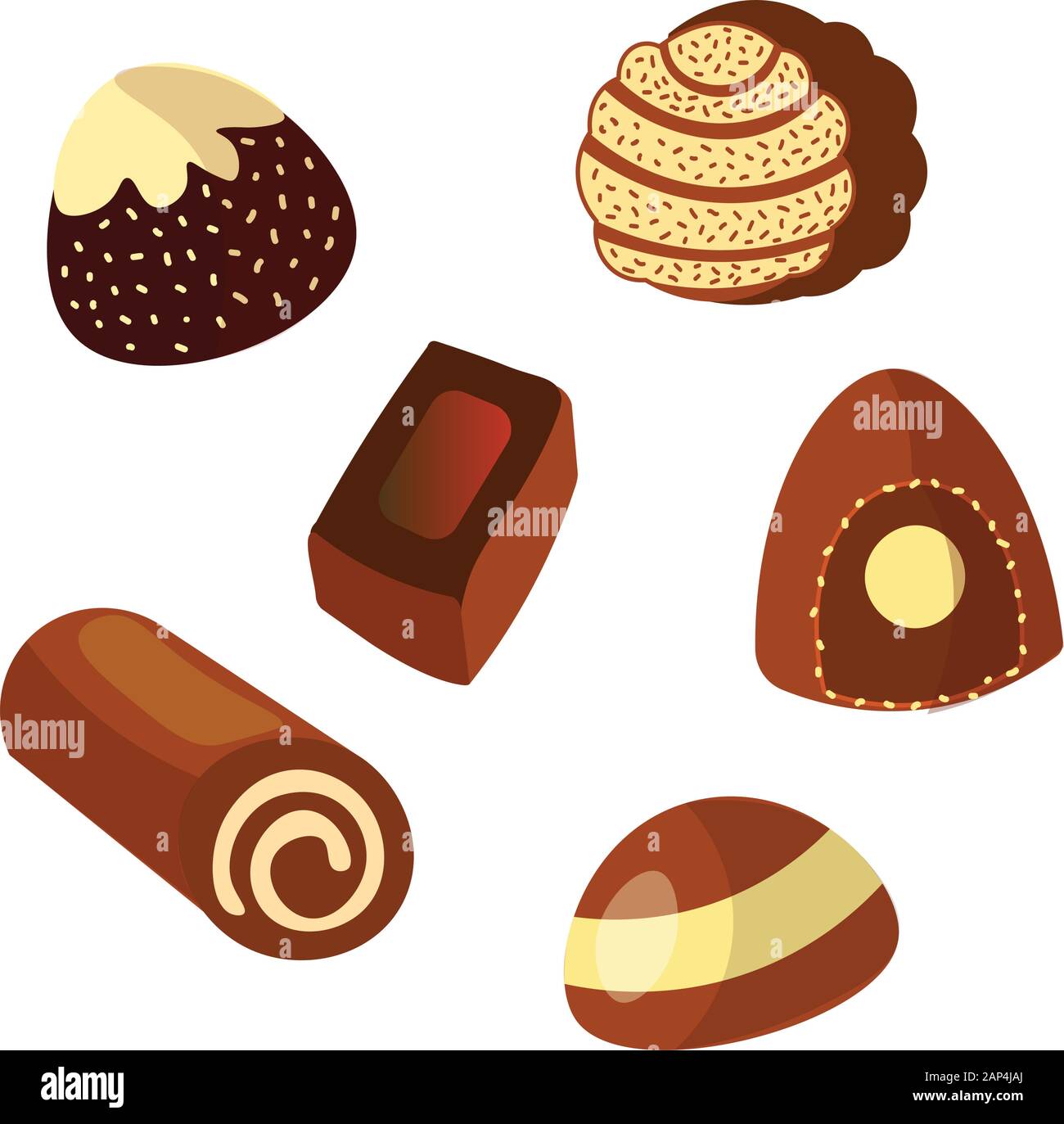 Vector set of chocolate candies isolated on white background for food ...