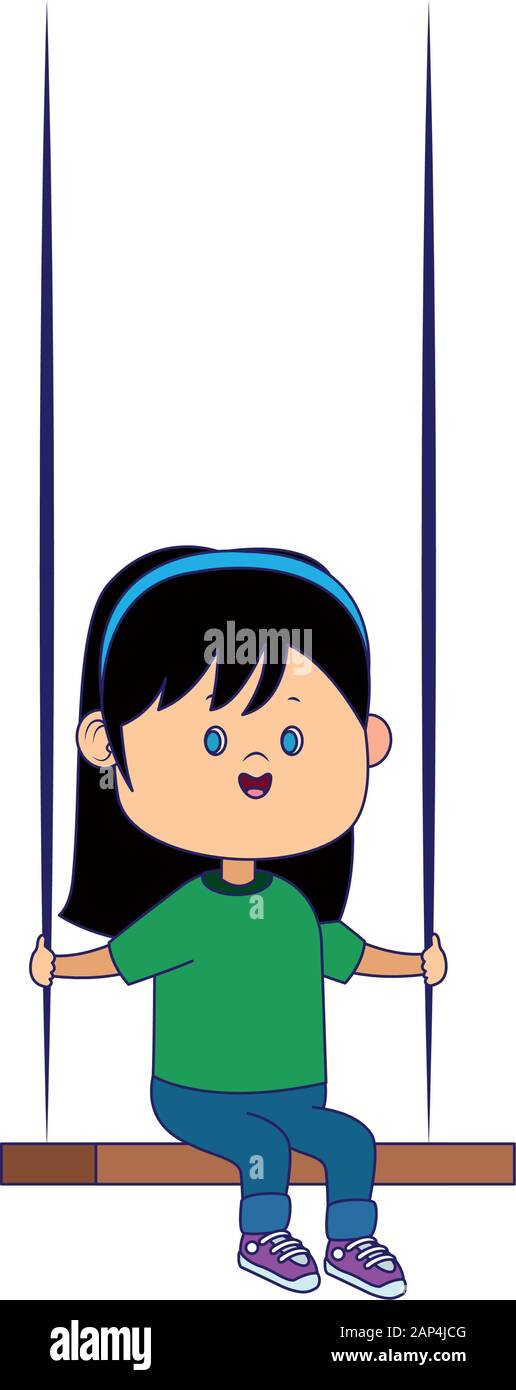 Happy girl sitting on swing Stock Vector Image & Art - Alamy