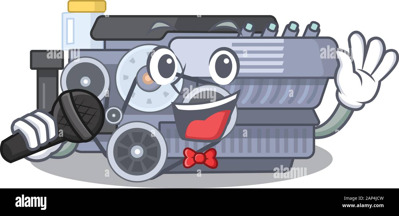 Happy combustion engine singing on a microphone Stock Vector Image ...
