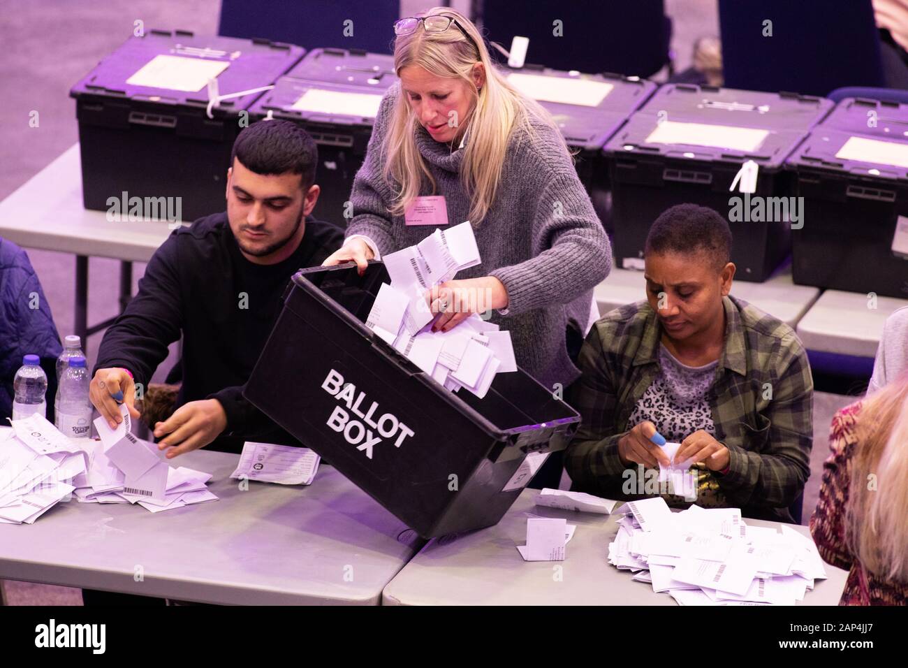 General election results count held at the ICC, Birmingham, England, UK ...