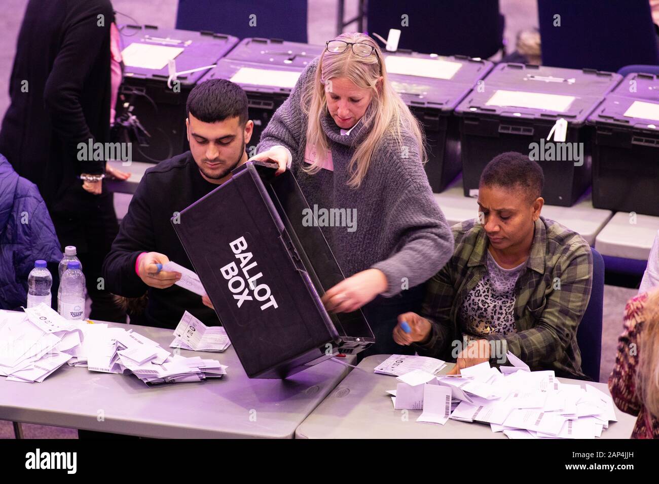 General election results count held at the ICC, Birmingham, England, UK ...