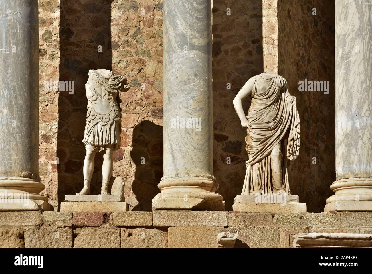 Roman Theatre in Merida, Spain. Imperial statues Stock Photo - Alamy