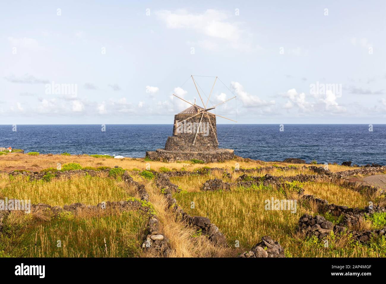A beautifully preserved century old windmill preserved in Vila do Corvo ...