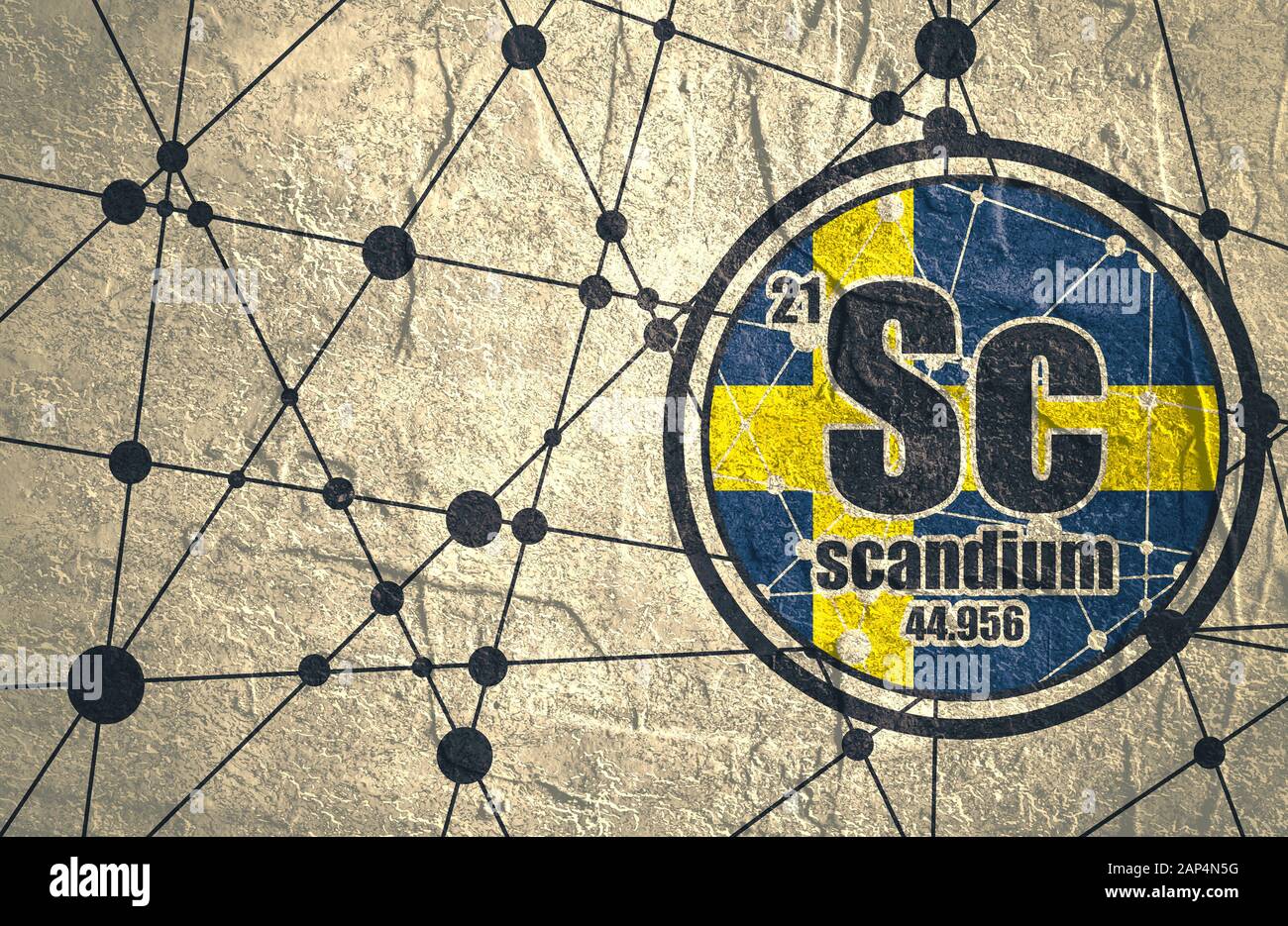 Scandium chemical element. Sign with atomic number and atomic weight ...