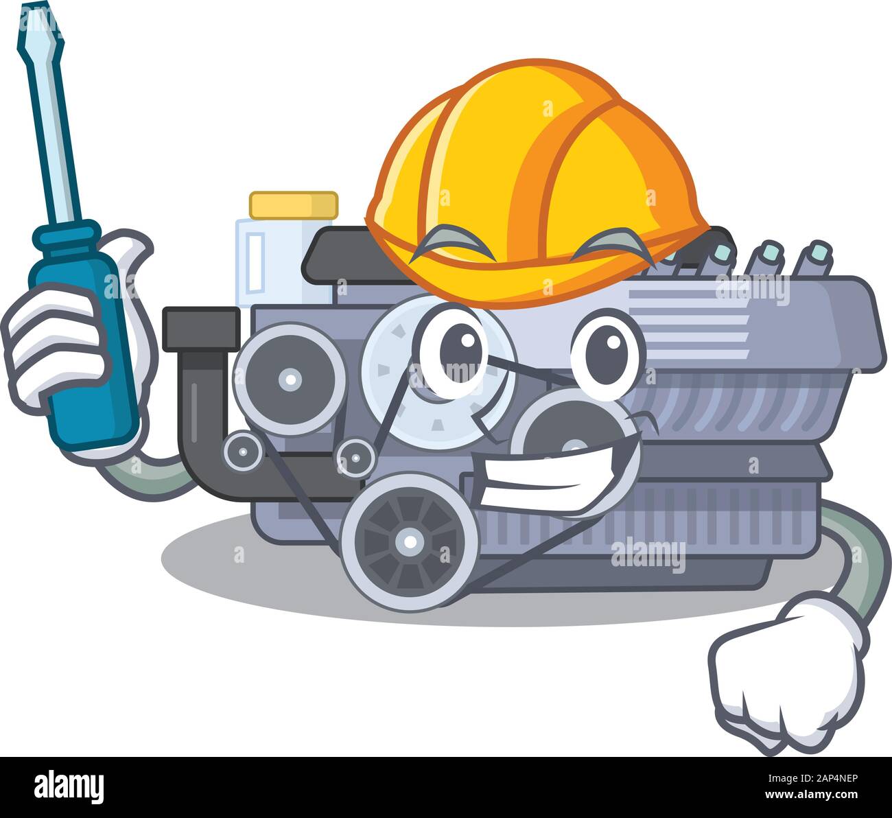 Cool automotive combustion engine in cartoon character style Stock ...