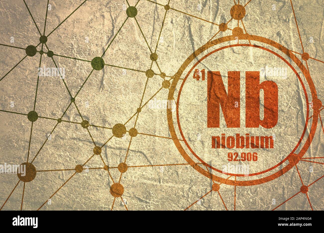 Niobium chemical element. Sign with atomic number and atomic weight ...