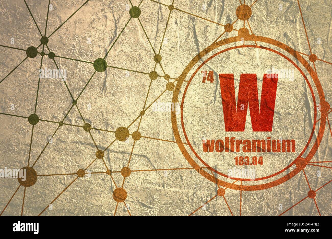 Wolframium chemical element. Sign with atomic number and atomic weight ...