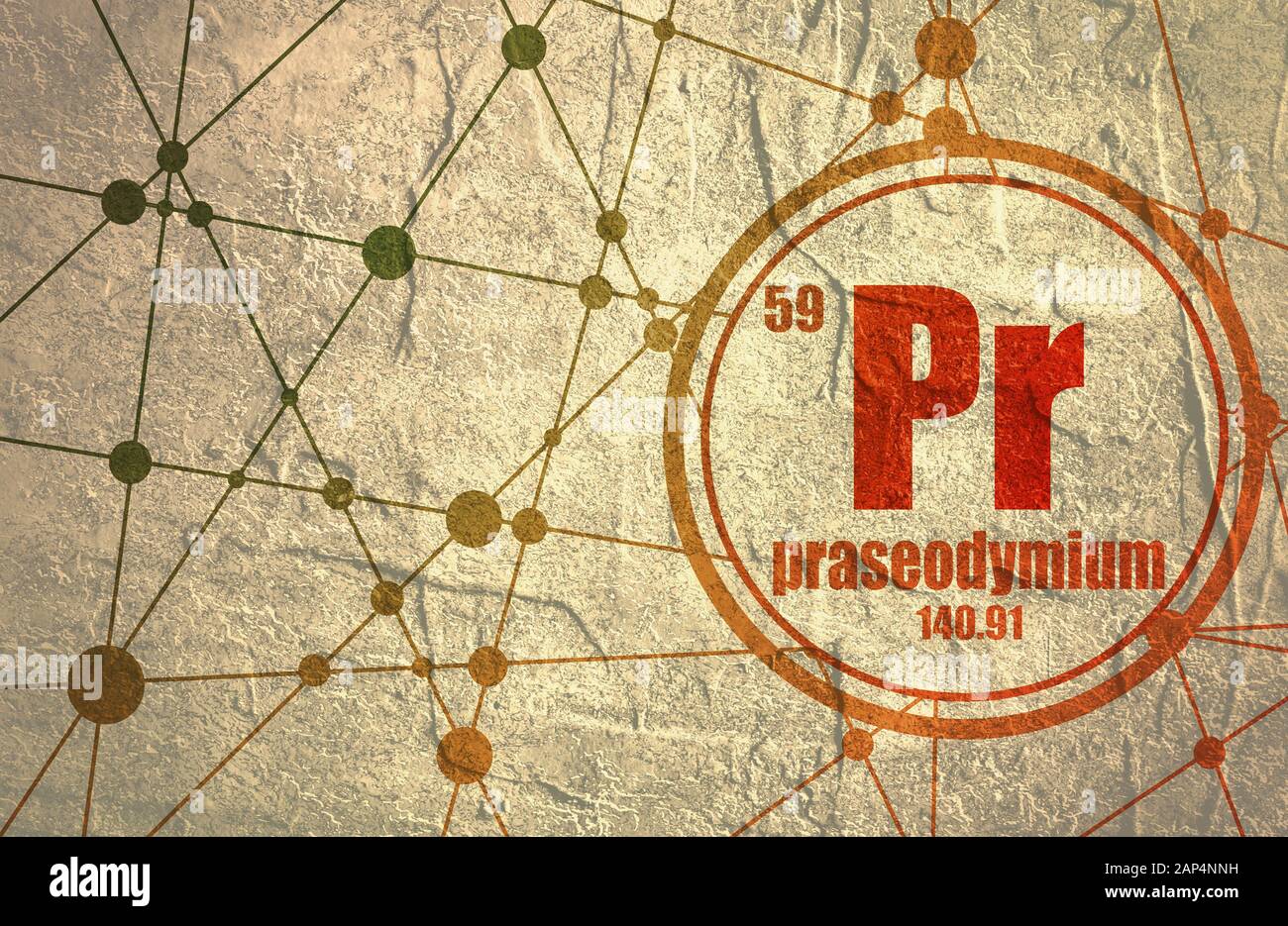 Praseodymium chemical element. Sign with atomic number and atomic ...