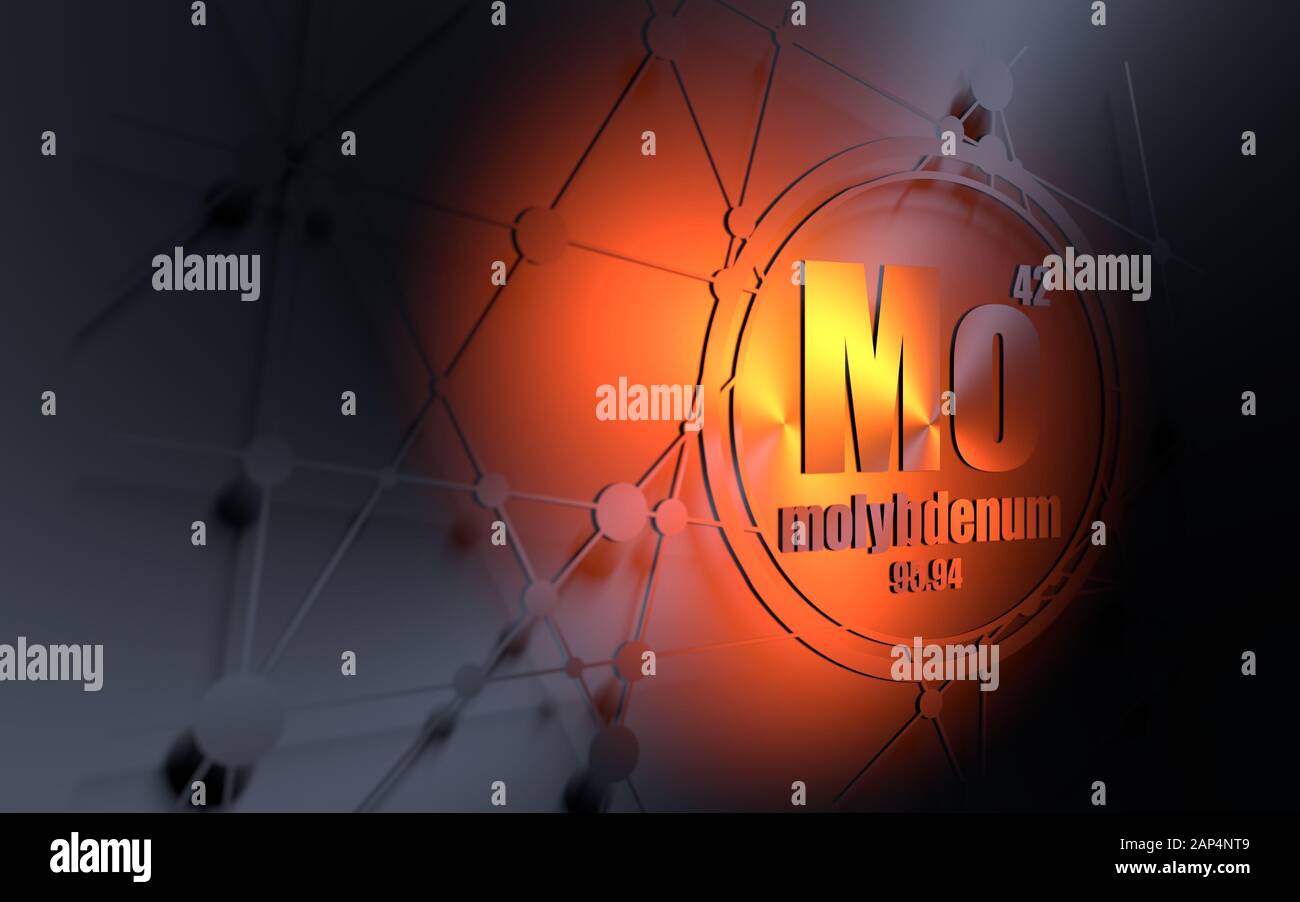 Molybdenum chemical element. Sign with atomic number and atomic weight ...