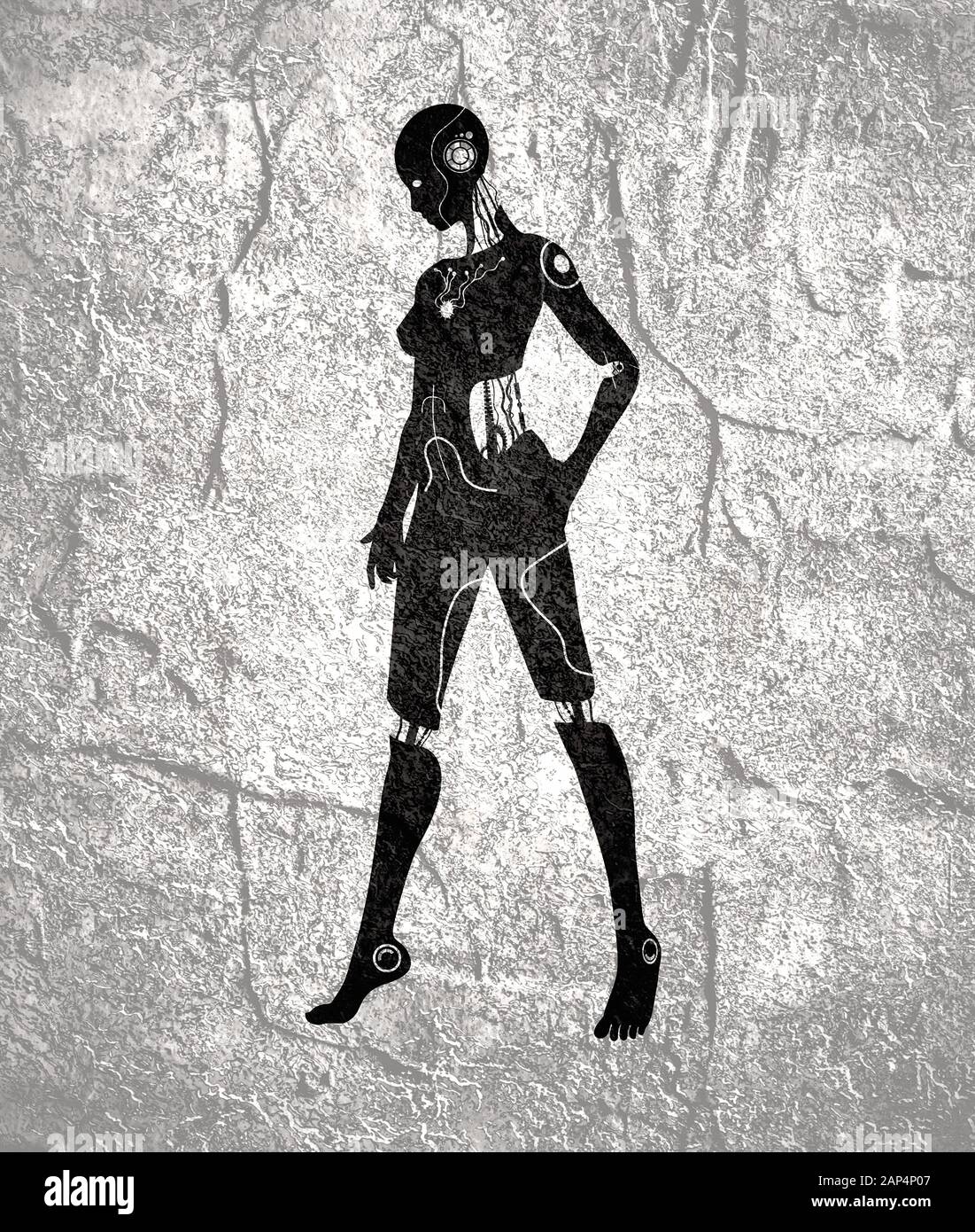 Humanoid robot silhouette. Robotics industry relative image Stock Photo ...