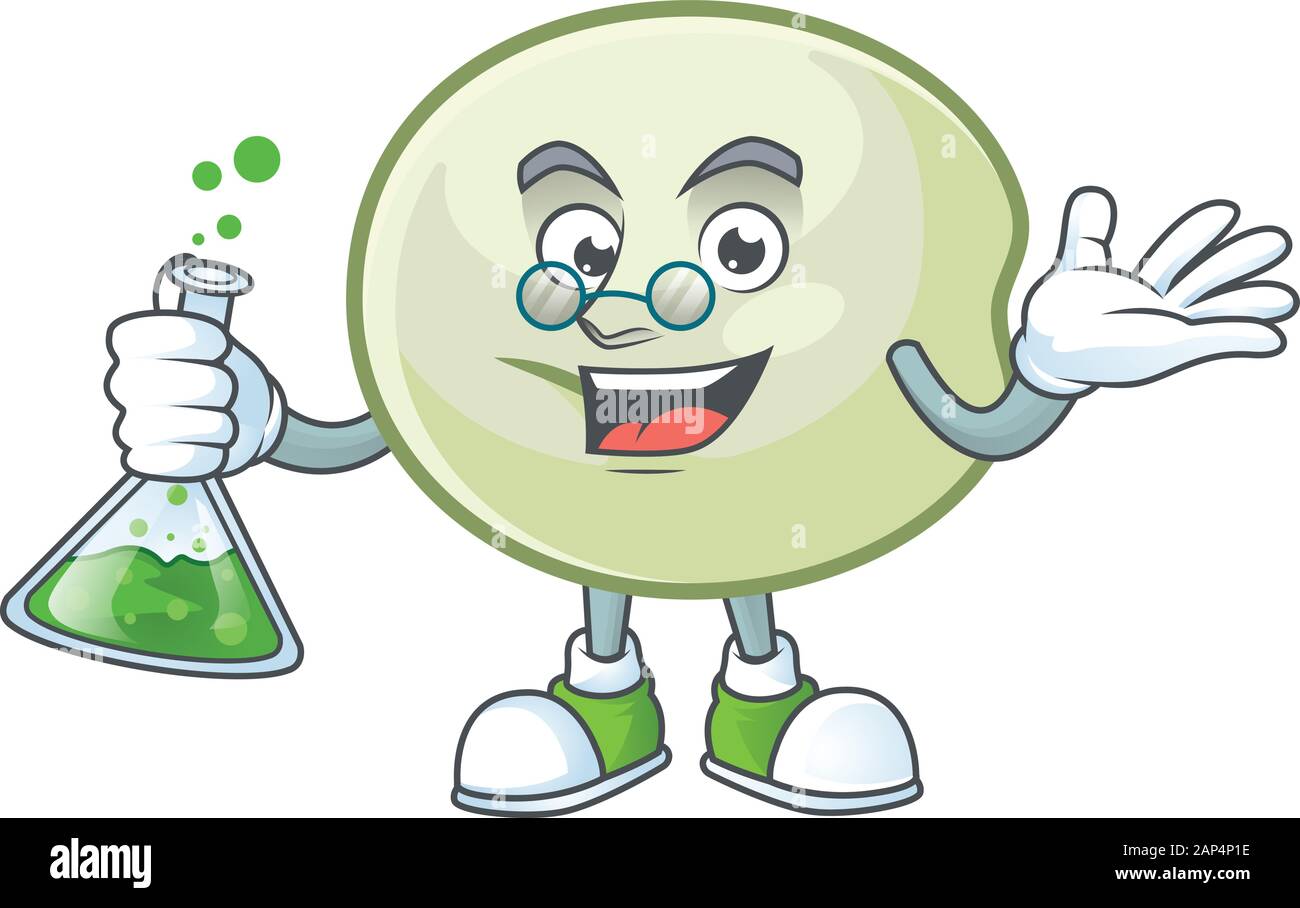 Smart Professor green hoppang cartoon character with glass tube Stock ...