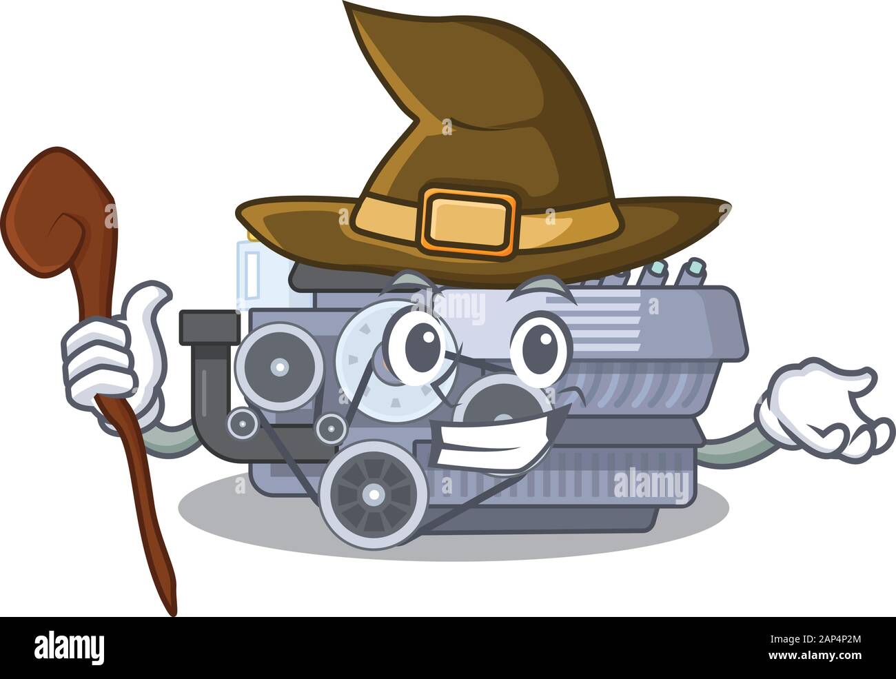 cartoon mascot style of combustion engine dressed as a witch Stock ...
