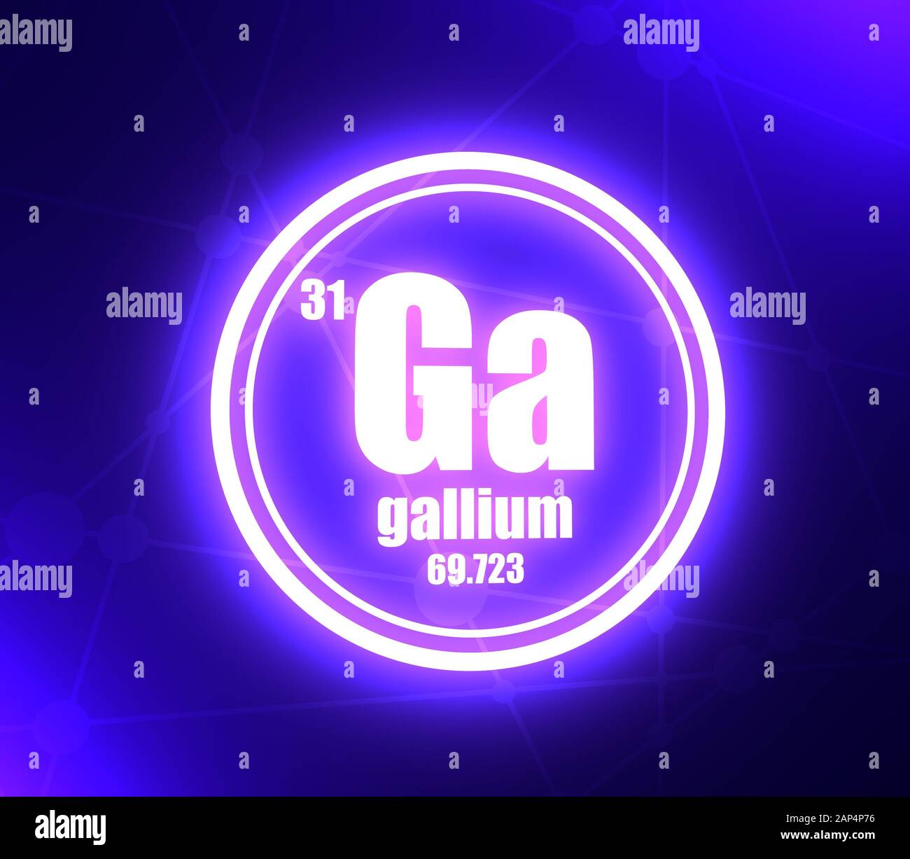 Gallium chemical element. Sign with atomic number and atomic weight ...