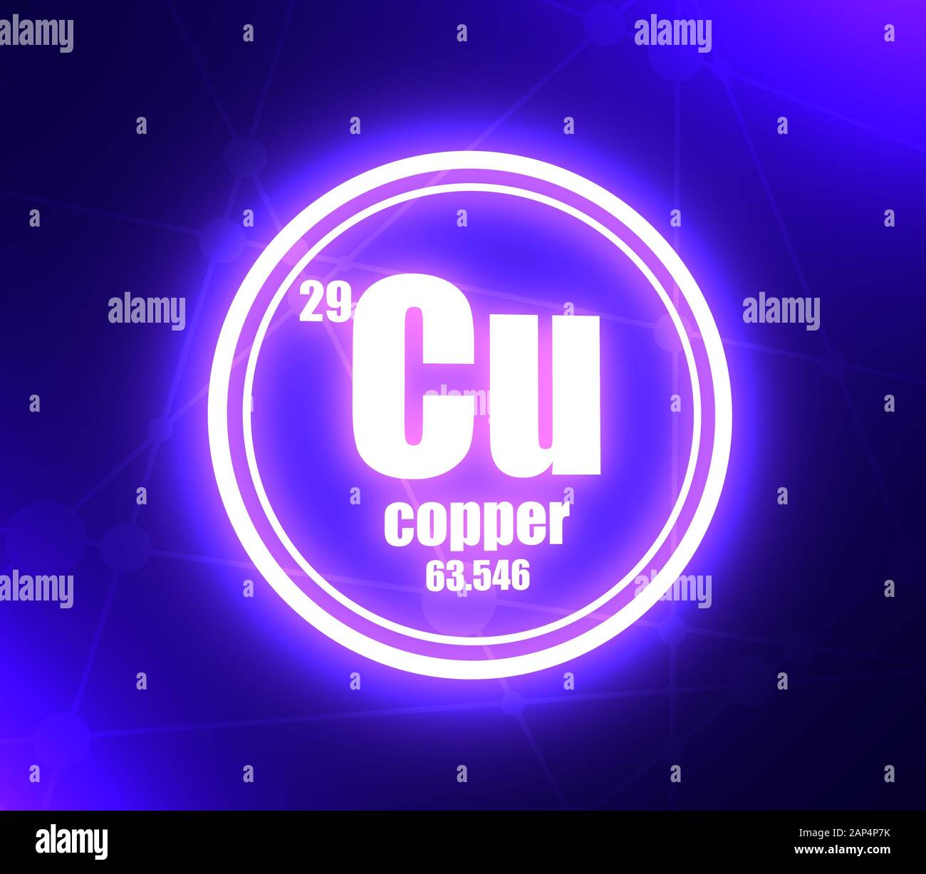 Copper chemical element. Sign with atomic number and atomic weight ...
