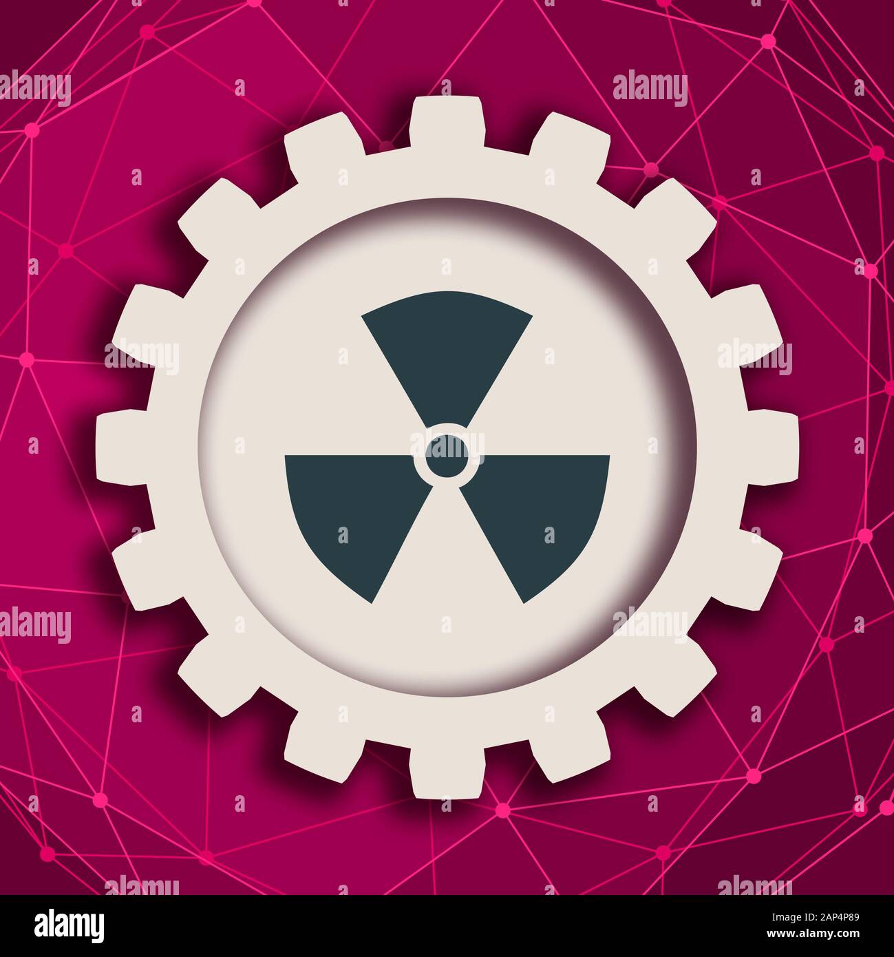 Nuclear danger sign. Molecule And Communication Background. Connected ...