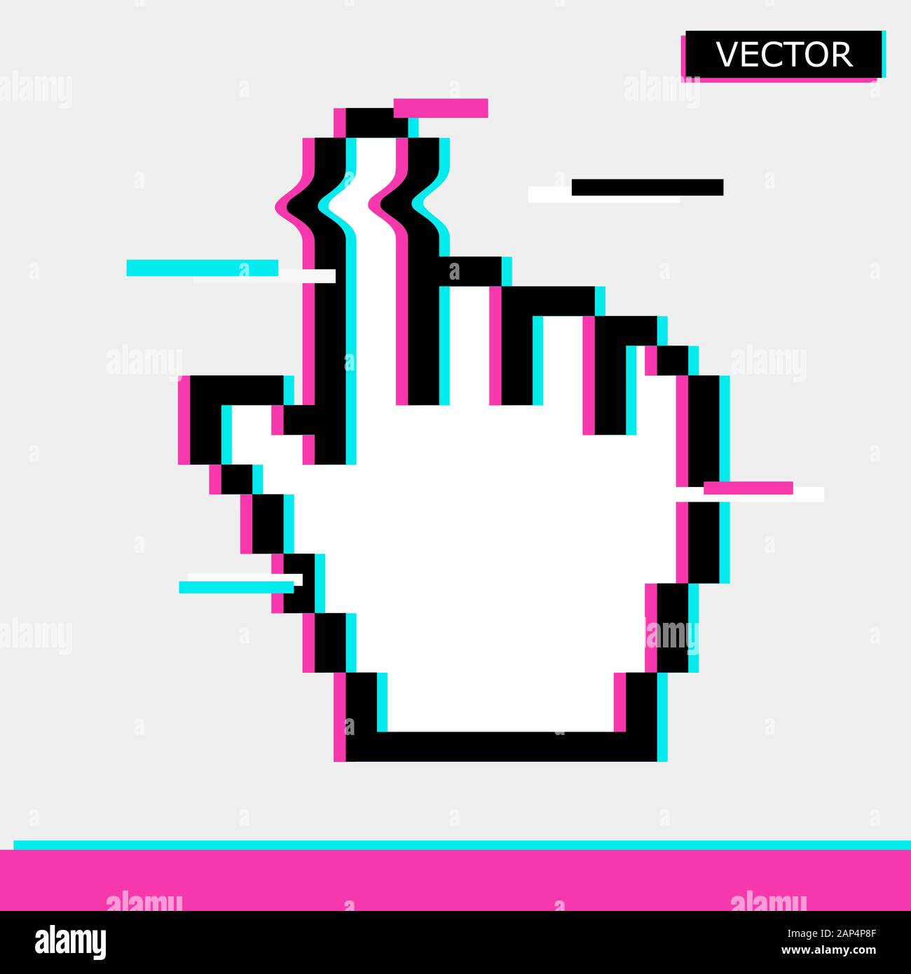 Pixel mouse hand cursor icon sign flat style design vector illustration ...